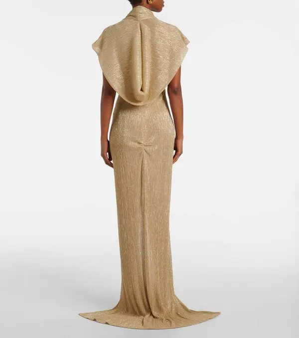 Costarellos Eva Draped Lamé Gown