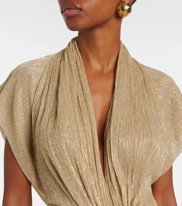 Costarellos Eva Draped Lamé Gown