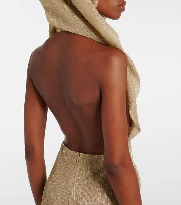 Costarellos Eva Draped Lamé Gown