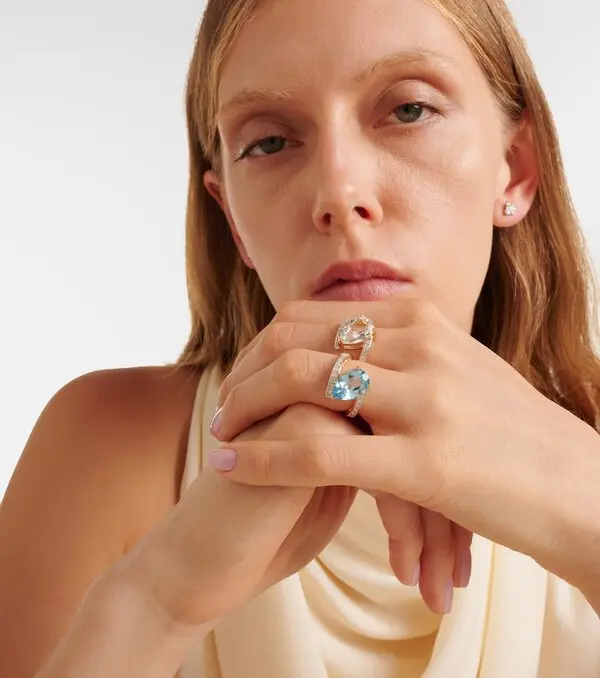 Mateo Ring With Topaz And Diamonds - Gold