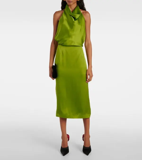 Magda Butrym Halterneck Silk Satin Midi Dress