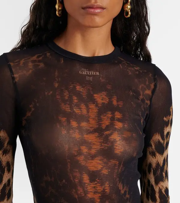 jean paul gaultier leopard print silk chiffon maxi dress Jean Paul Gaultier Leopard-Print Maxi Dress - Brown