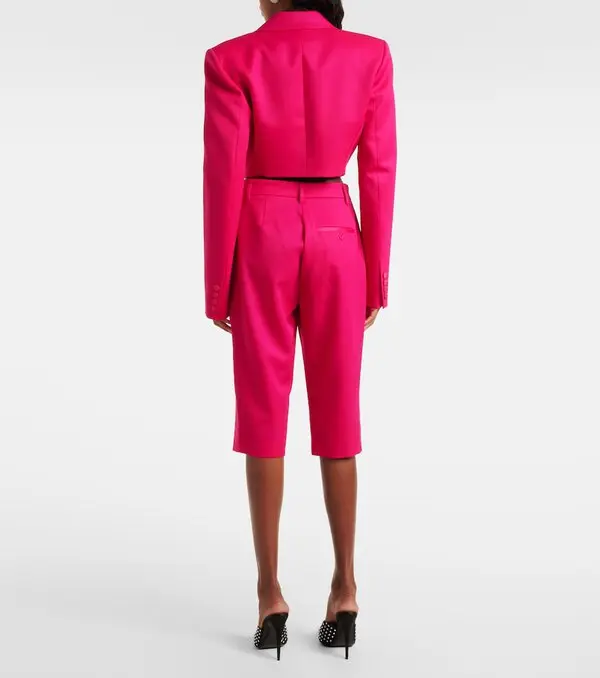 AREA Floral-appliqué Cropped Blazer
