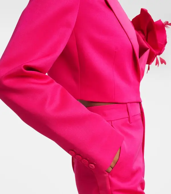 AREA Floral-appliqué Cropped Blazer