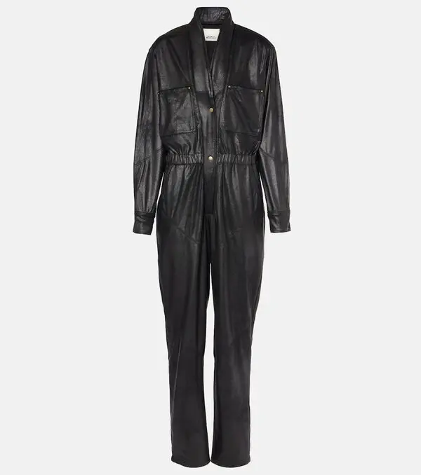 Isabel Marant Étoile Faux Leather Jumpsuit - Black