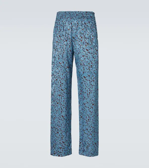 Dries Van Noten Printed Straight Leg Trousers - Blue