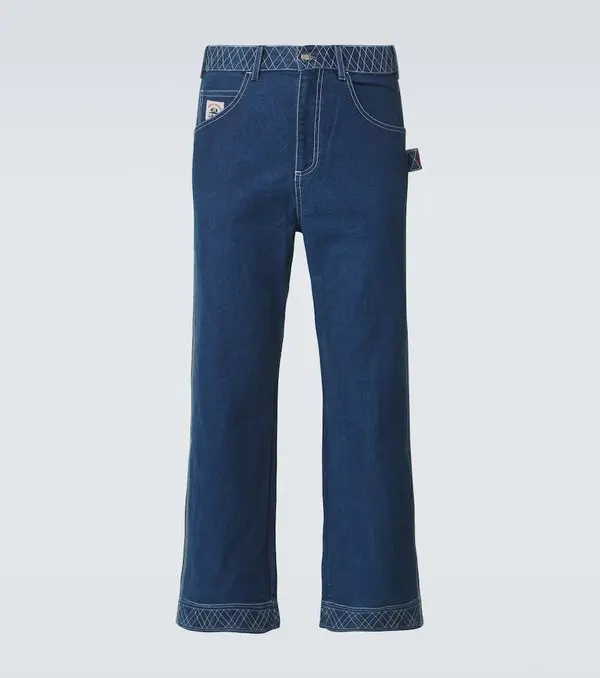 BODE Knolly Brook Embroidered Wide-leg Jeans - Blue
