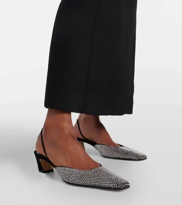 Khaite Roosevelt Embellished Leather Slingback Pumps