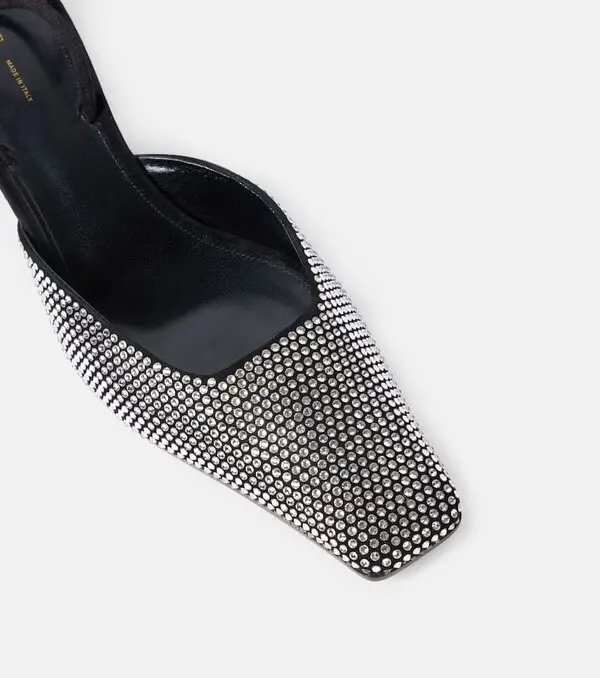 Khaite Roosevelt Embellished Leather Slingback Pumps