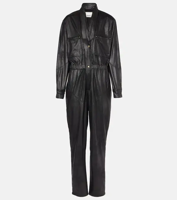 Isabel Marant Faux Leather Jumpsuit - Black