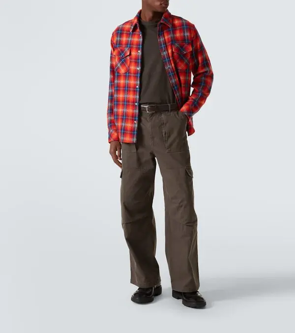 GOD'S TRUE CASHMERE Checked Cashmere Shirt - Red