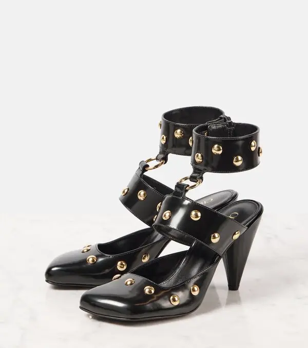 Chloé Jade Studded Leather Pumps - Black