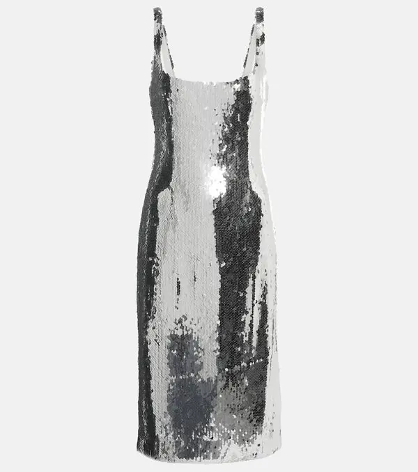 Magda Butrym Sequined Midi Dress - Silver