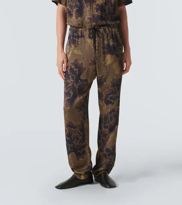 Dries Van Noten Printed Straight Leg Trousers