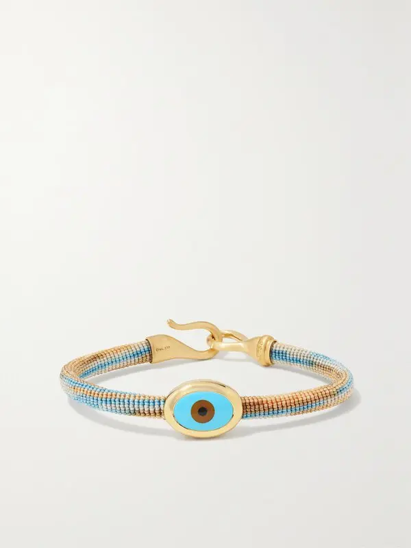 OLE LYNGGAARD COPENHAGEN Life 18-karat Rope, Turquoise And Enamel Bracelet - Gold