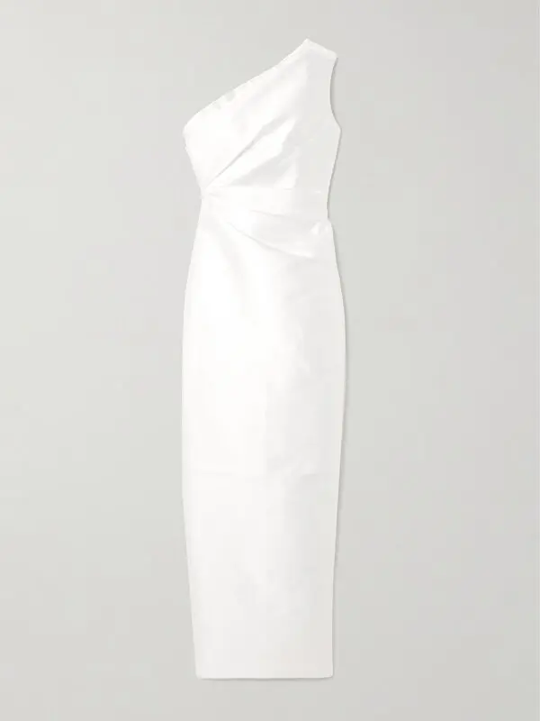 Solace London Kira One-shoulder Satin-twill Gown