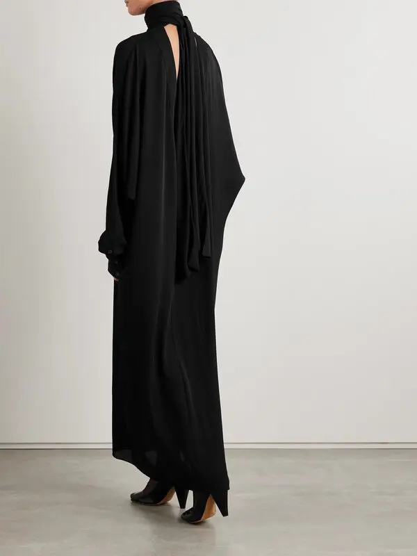 Khaite Lexi Open-back Tie-neck Silk-chiffon Maxi Dress
