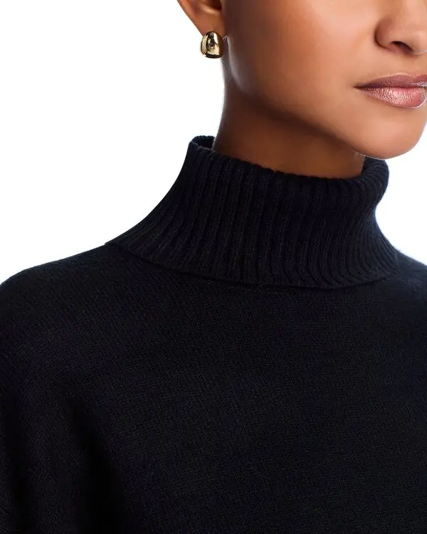 Aqua Cropped Turtleneck Sweater With Heart Patch