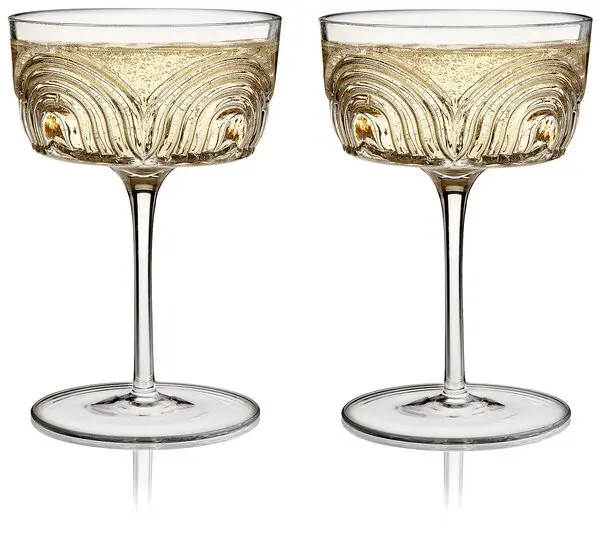 VISKI Deco Beau Crystal Coupes, Set Of 2 - One-color