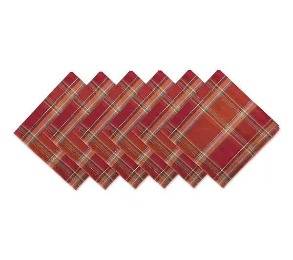 DESIGN IMPORTS Set Of 6 Autumn Spice Plaid Napk Ins - One-color