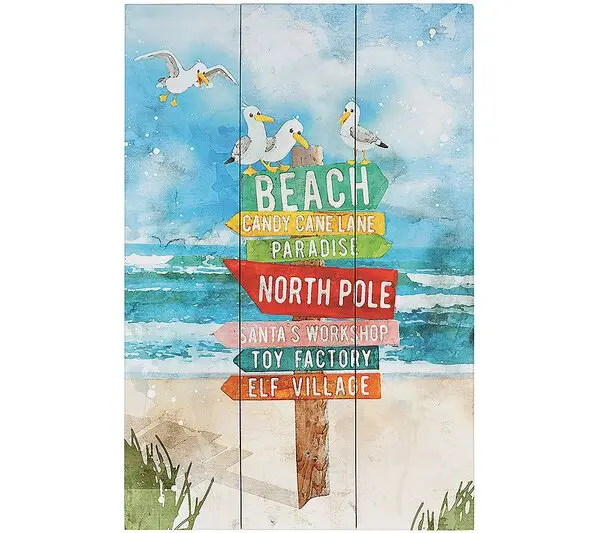 SINCERE SURROUNDINGS 16' Christmas Beach Sign R Ustic Pallet - One-color