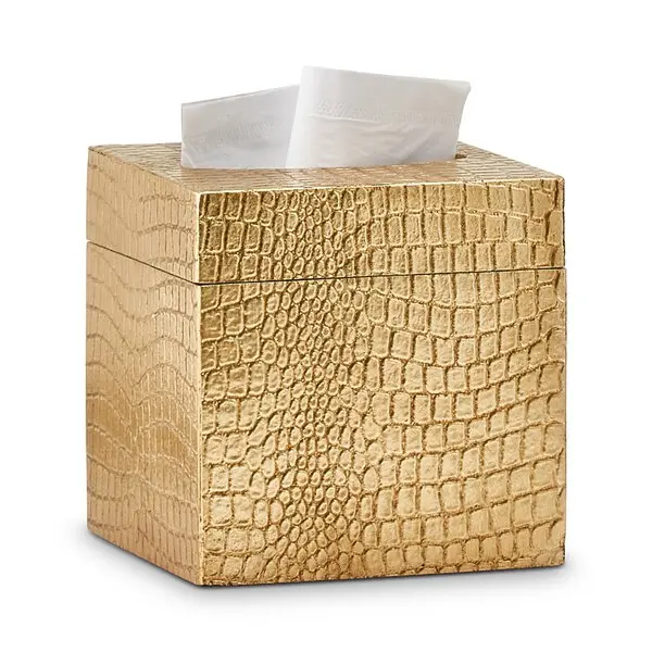 LABRAZEL Crocodile Tissue Box Cover - Antique Gold
