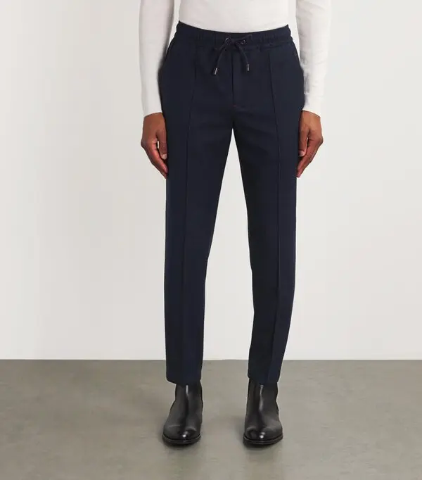 Isaia Wool-cashmere Blend Drawstring Trousers - Navy