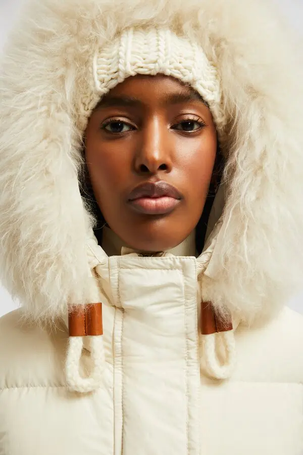 Moncler Blain Long Down Jacket - White | Editorialist