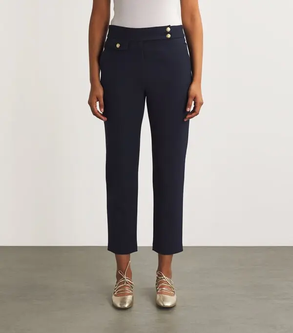 Veronica Beard Woven Cropped Renzo Trousers - Navy