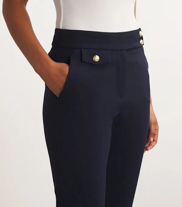 Veronica Beard Woven Cropped Renzo Trousers - Navy