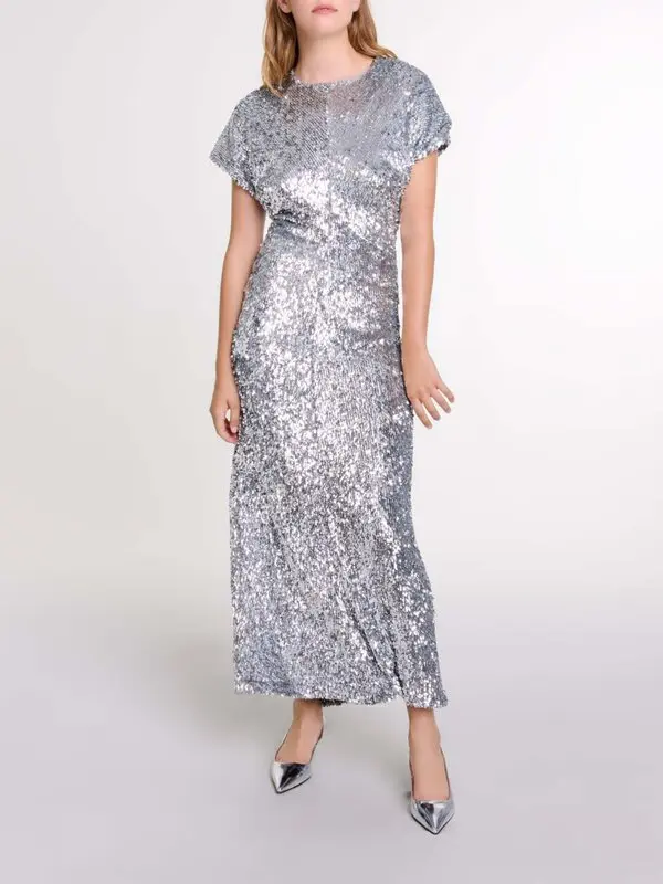 Maje Sequin Embellished Maxi Dress