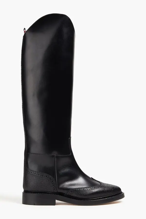 Thom Browne Perforated Leather Knee Boots