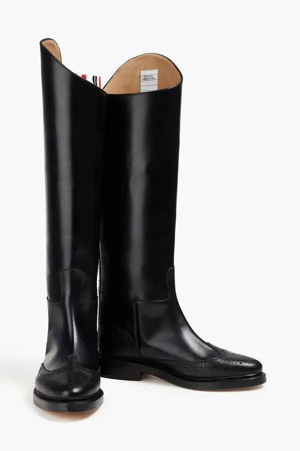 Thom Browne Perforated Leather Knee Boots