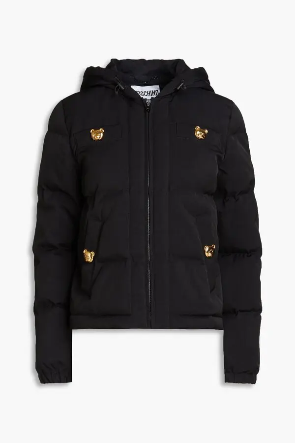 Moschino Quilted Shell Hooded Jacket In Black - 65% Off