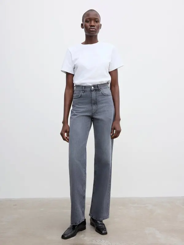 HOUSE OF DAGMAR High-rise Wide-leg Jeans - Light Grey