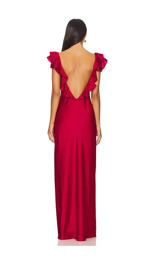 90s long sleeve dress Noelia Textured Jersey Open Back Maxi Dress in Fiery Red main image 1