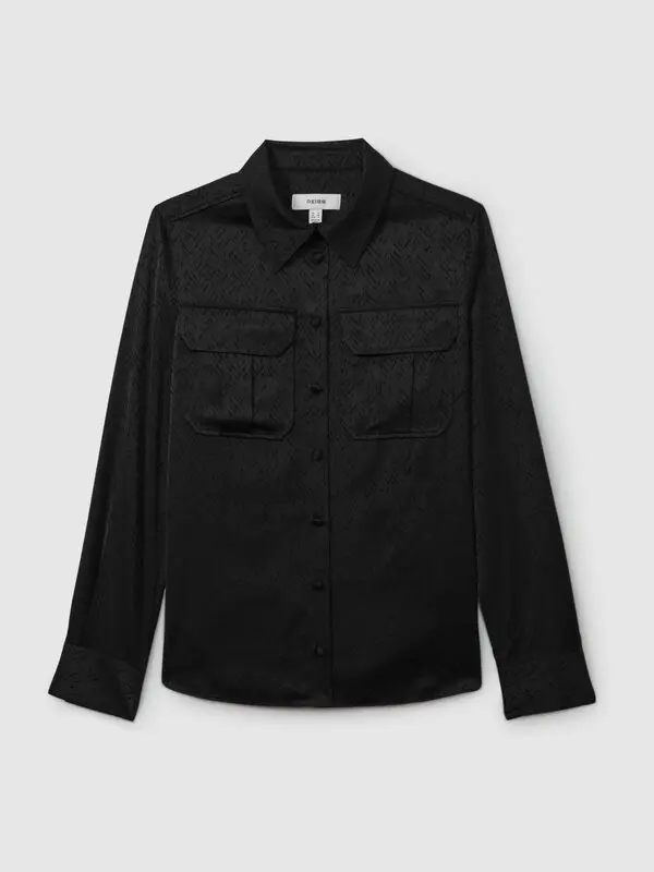 REISS Hettie Herringbone Jacquard Shirt