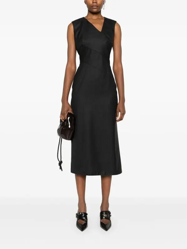 Alexander McQueen Pinstriped Midi Dress