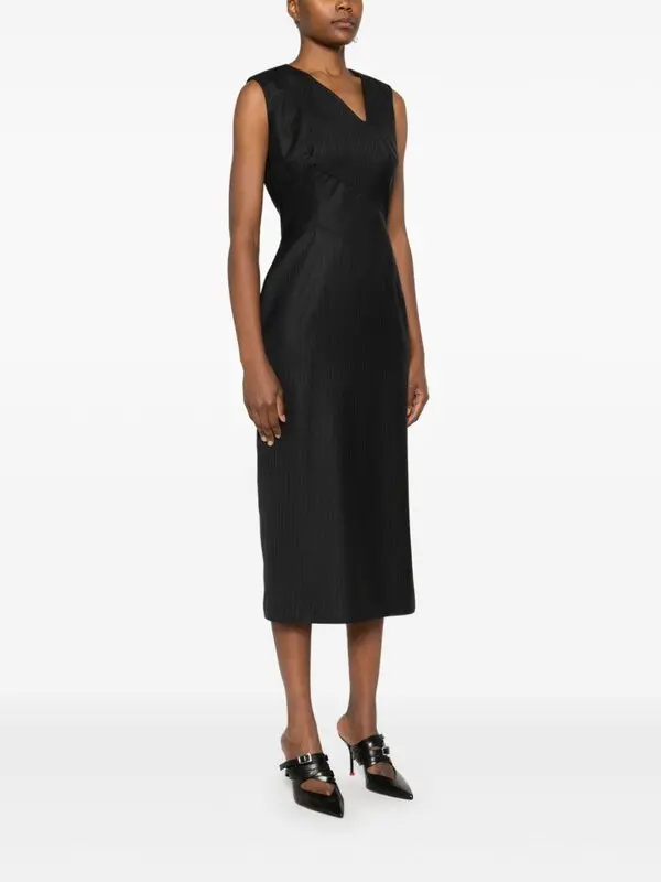 Alexander McQueen Pinstriped Midi Dress
