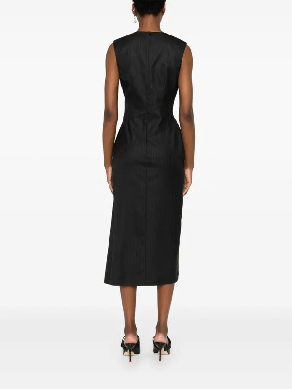 Alexander McQueen Pinstriped Midi Dress