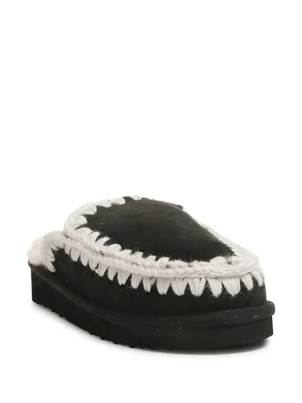 Mou Sheepskin Shearling Lined Slip-on Slippers - Black