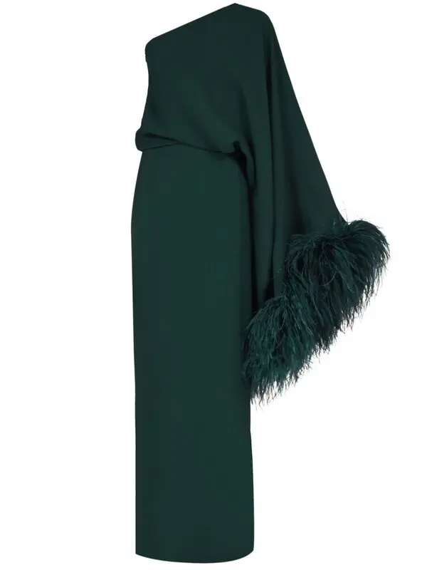 TALLER MARMO Feathered Eternity Maxi Dress - Green