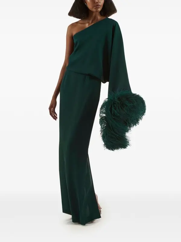 TALLER MARMO Feathered Eternity Maxi Dress - Green