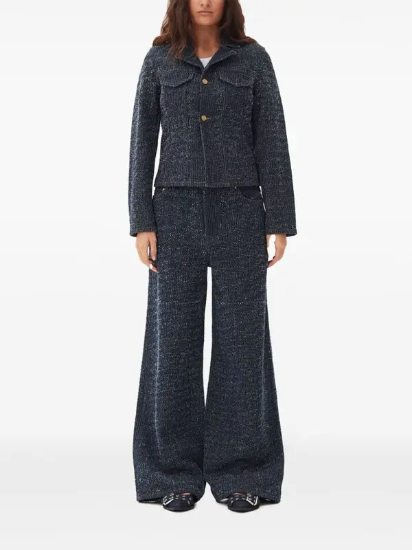 GANNI Fluffy Denim Fitted Blazer