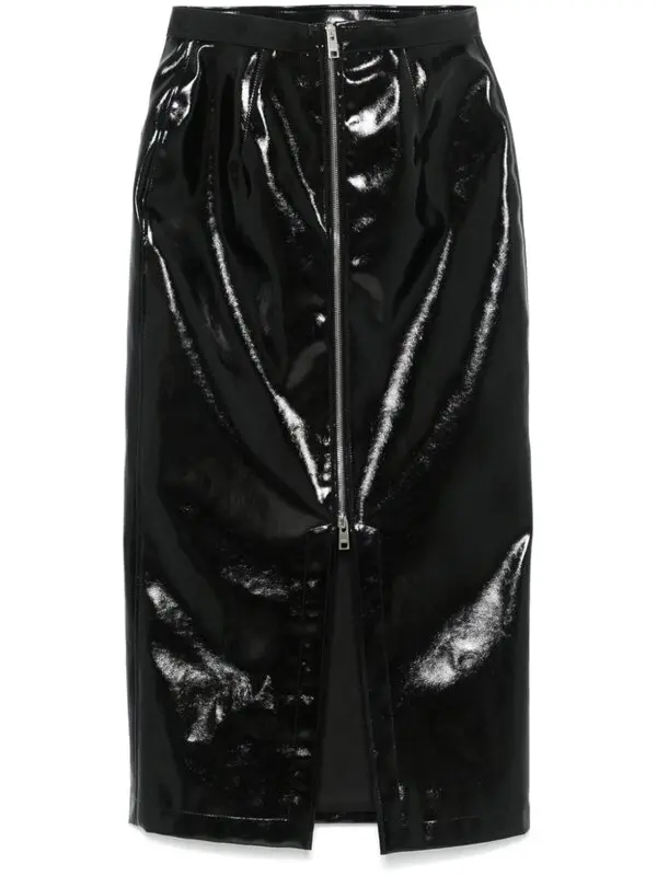 MSGM Patent Midi Skirt - Black