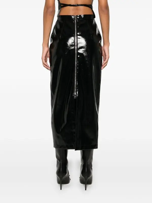 MSGM Patent Midi Skirt - Black
