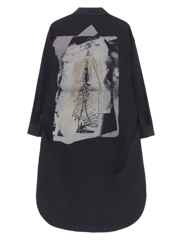 Yohji Yamamoto Abstract-print Wool Shirtdress