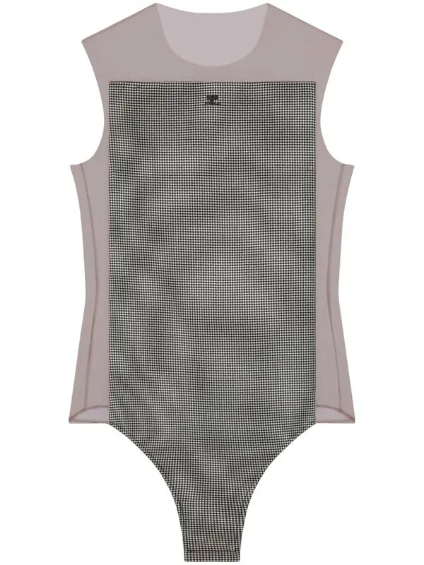 COURREGES Illusion Houndstooth Bodysuit - Black