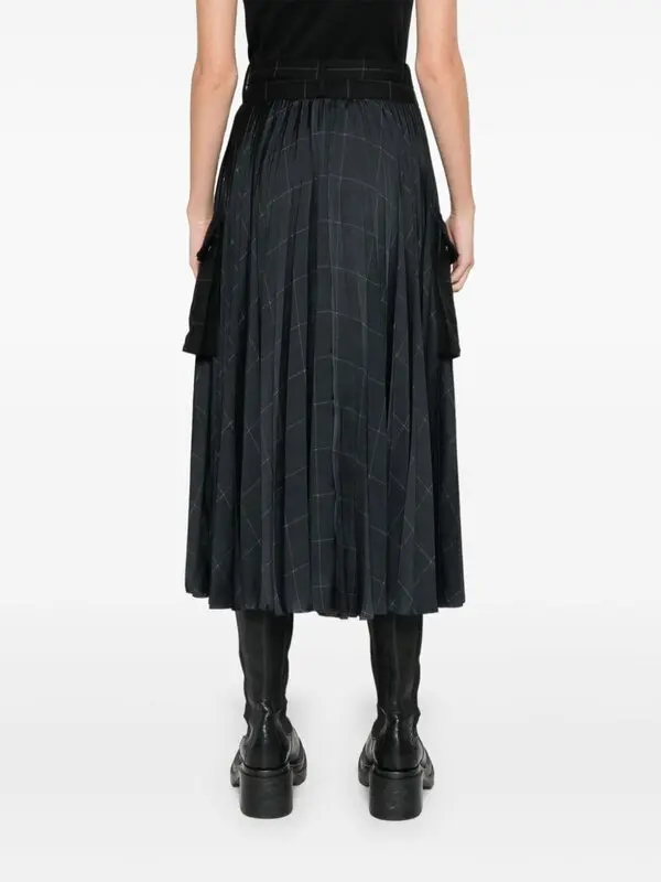 Sacai Windowpane-print Maxi Skirt