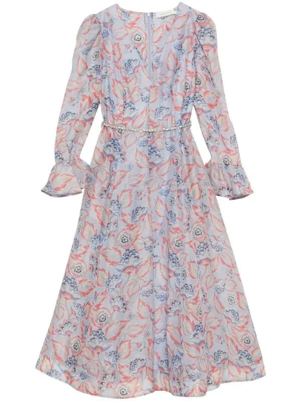 frilled off the shoulder dress Misty Rose Off-The-Shoulder Frill-Layered Gown